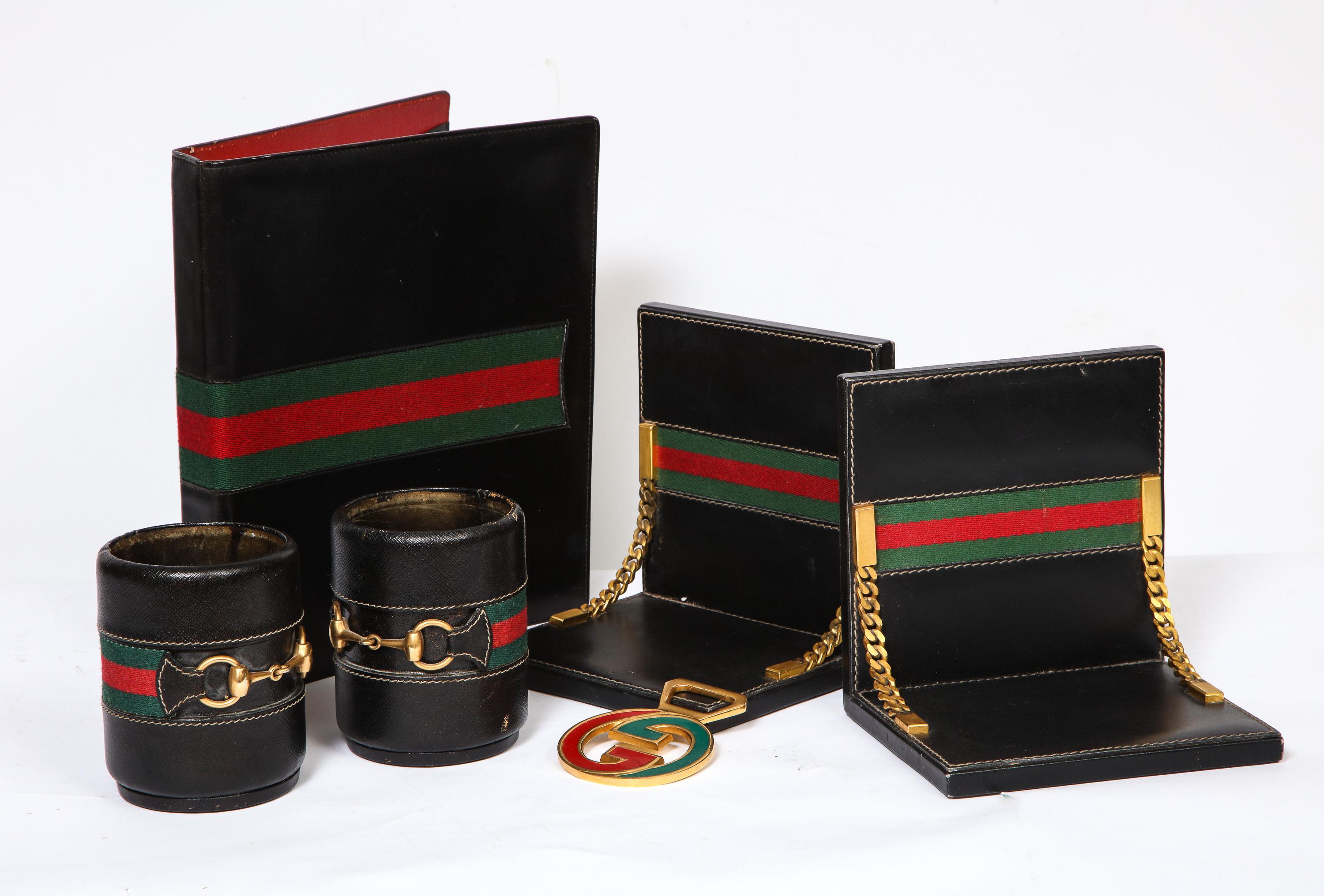 Rare Vintage Gucci 8 Piece Executive Italian Leather Desk Set ...