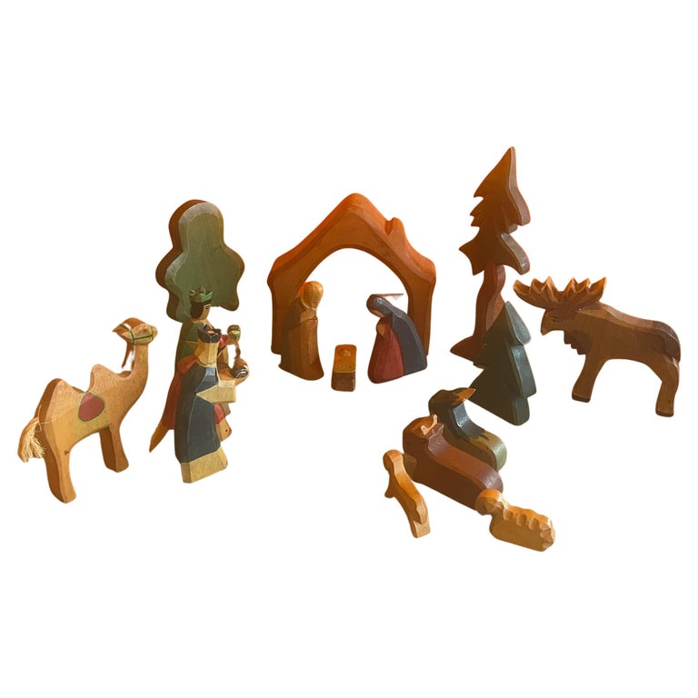Rare Vintage Hand Carved 16 Piece Nativity Set by Ostheimer of Germany ...
