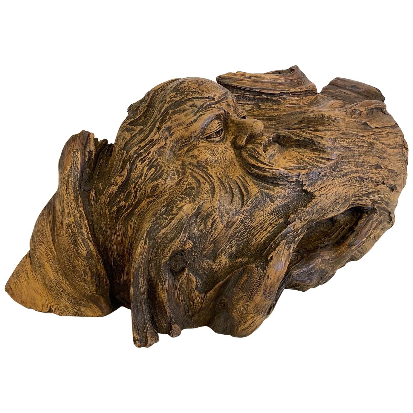 Rare Vintage Hand Carved Wood Carving of Old Bearded Man by Cloutier at ...