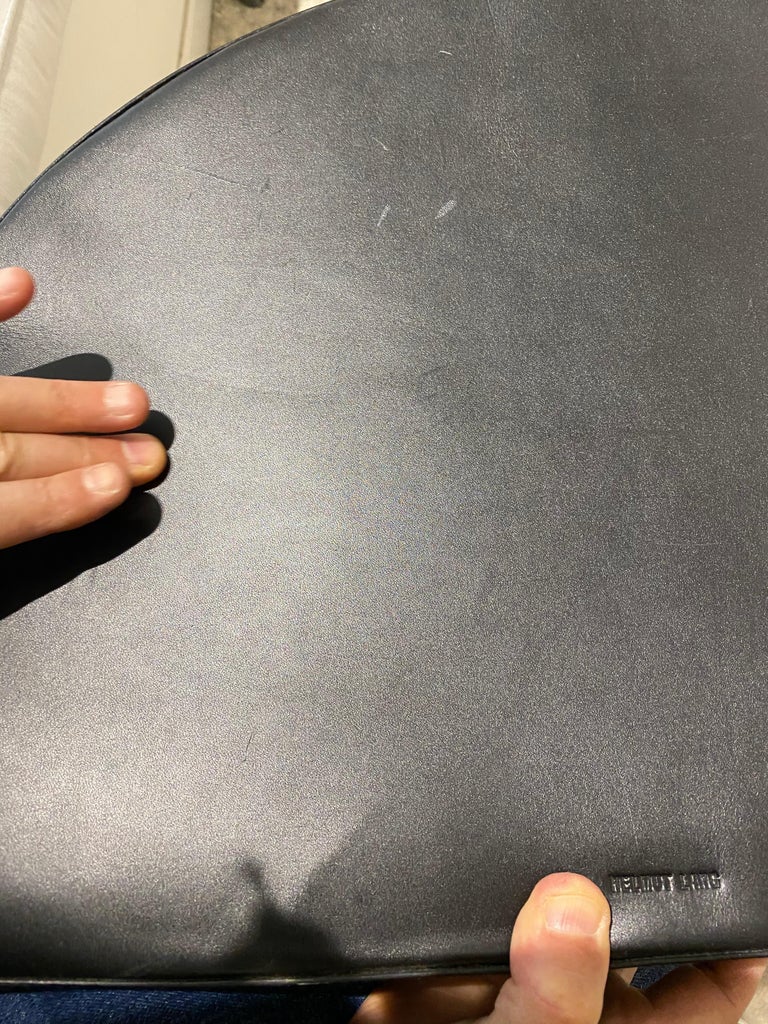 Rare Vintage HELMUT LANG Oversized Black Leather Bag For Sale at ...