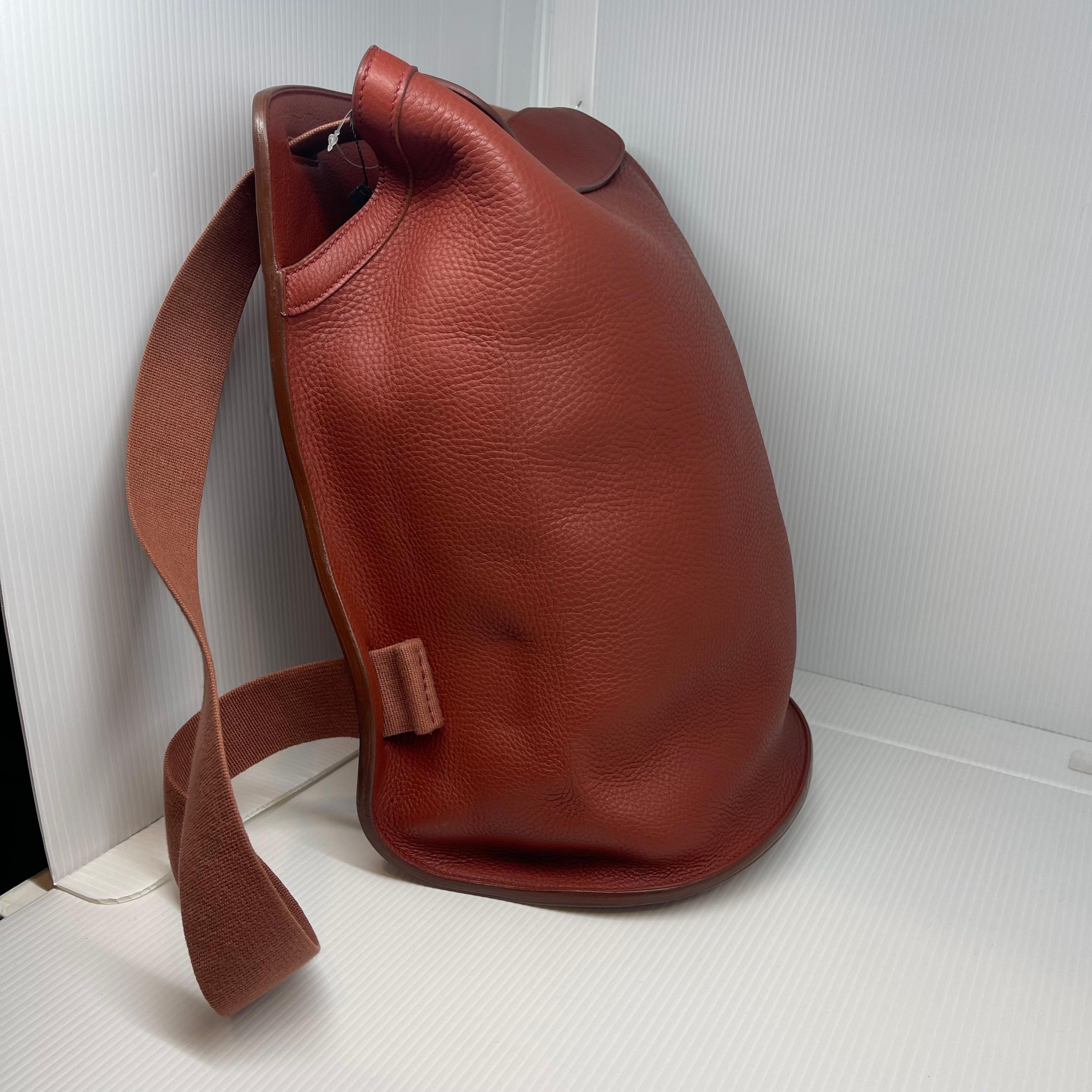 Rare Vintage Hermes Maroon Clemence Sherpa Backpack For Sale at 1stDibs
