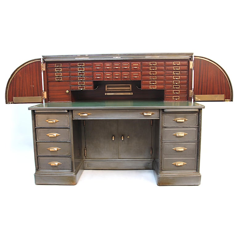 Rare Vintage Industrial Steel Roll Top Desk by the Art Metal ...