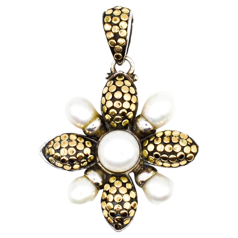 Rare Vintage John Hardy 18k Gold / Silver Pearl Dot Collection Flower ...