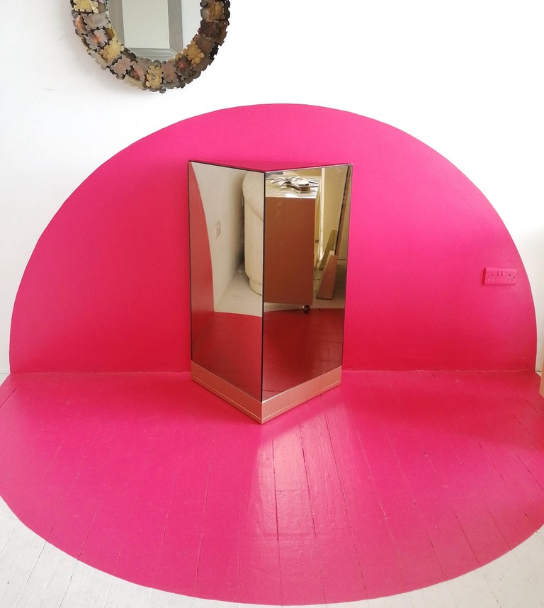 Rare Vintage Large Triangular Mirrored Plinth by Rougier Canada, 1970s ...