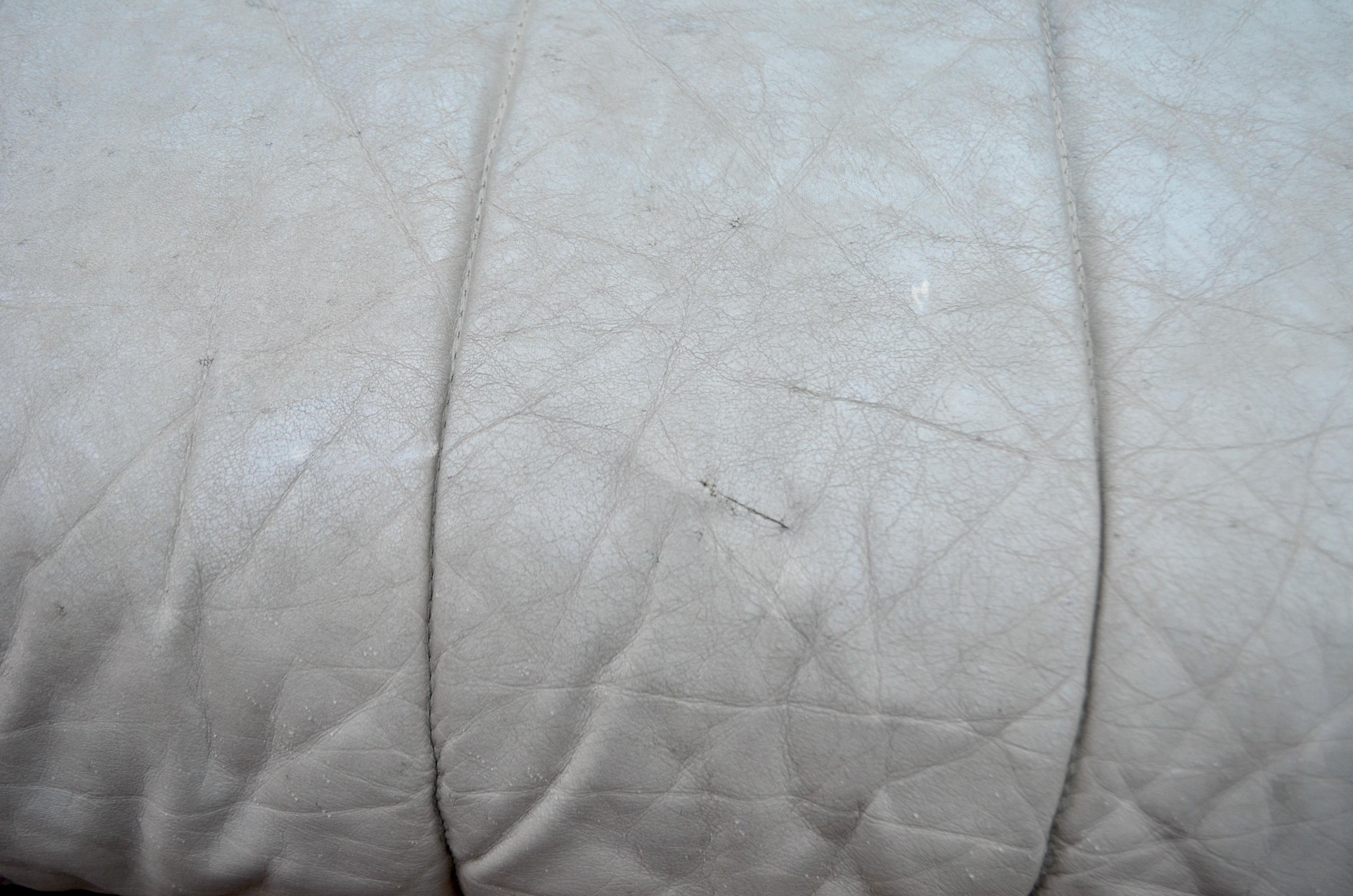 Rare Vintage Leather Ecru Togo Sofa at 1stDibs