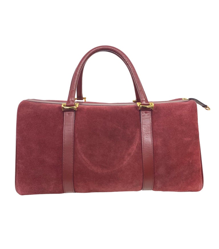 Rare Vintage Les Must De Cartier Suede Leather Boston Travel Handbag at ...