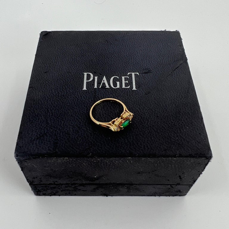 Rare Vintage Piaget Emerald and Diamond 18k Yellow Gold Marquise Cut ...