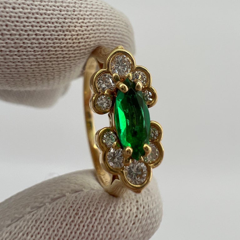 Rare Vintage Piaget Emerald and Diamond 18k Yellow Gold Marquise Cut ...
