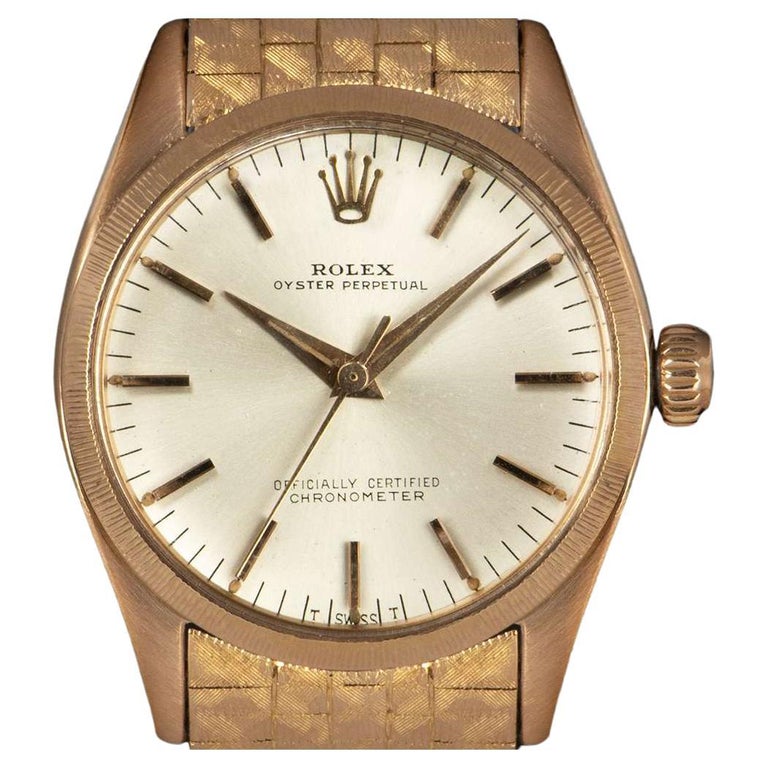 Rare Vintage Rolex Oyster Perpetual Women's Red Gold Florentine Finish ...