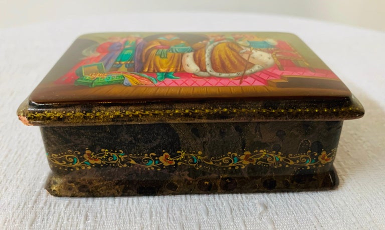 Rare Vintage Russian Hand Painted Lacquered Small Wooden Box Signed ...