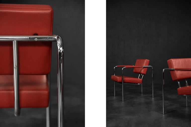 Rare Vintage Scandinavian Bauhaus Chrome&Leather Armchairs Model by ...