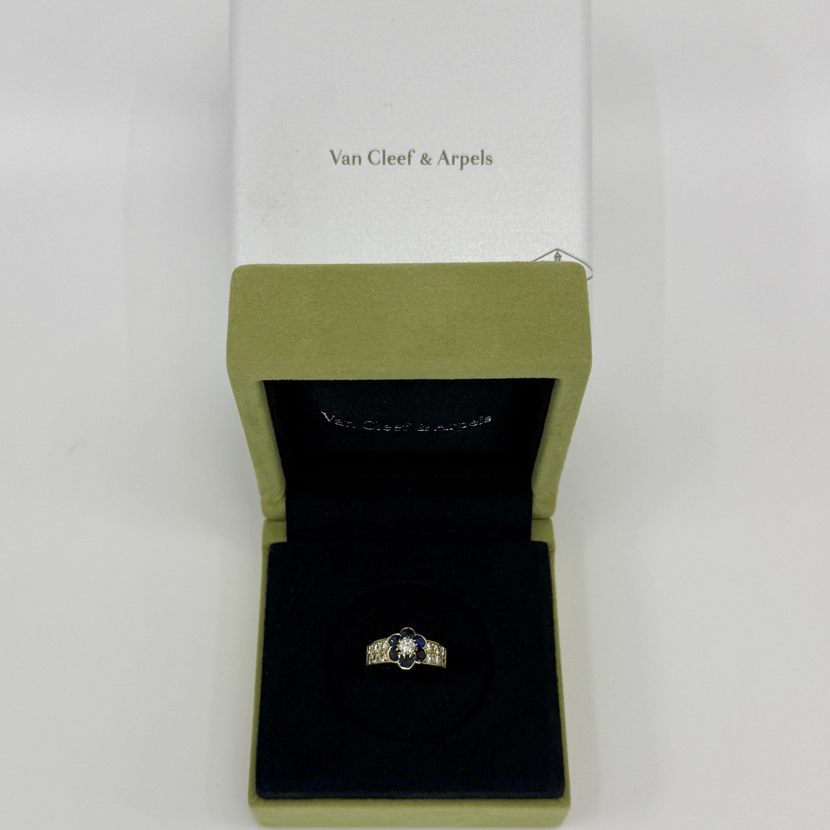 Rare Vintage Van Cleef and Arpels Blue Sapphire and Diamond Fleurette ...