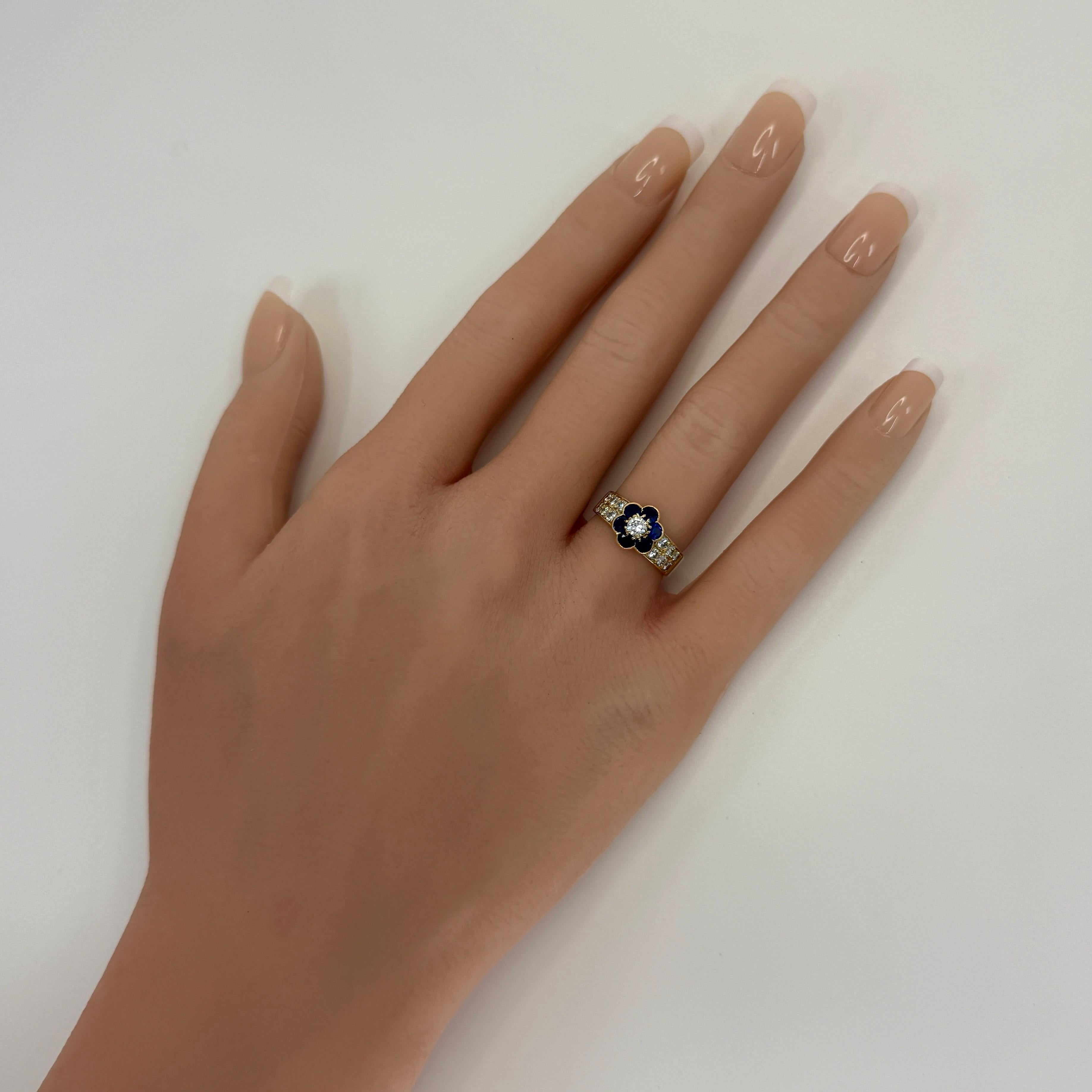 Rare Vintage Van Cleef and Arpels Blue Sapphire and Diamond Fleurette ...