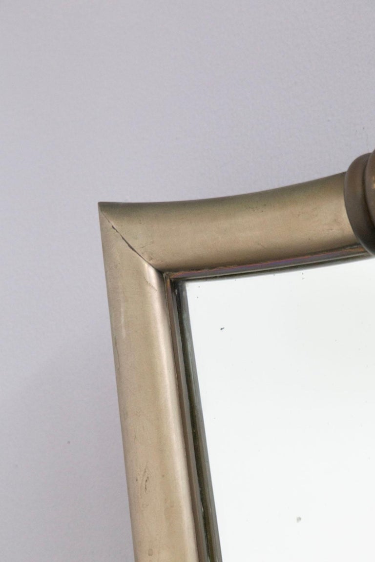 Rare Wall Mirror by Gio Ponti in Silver Leaf and Brass For Sale at 1stDibs