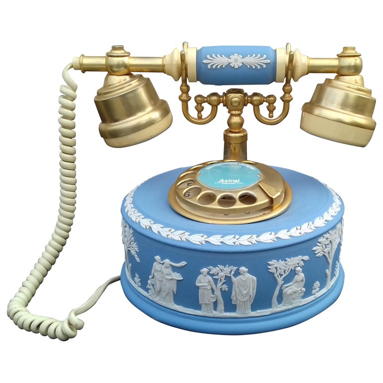 RARE Wedgwood Jasperware Blue Rotary Dial Telephone Astral Vintage ...
