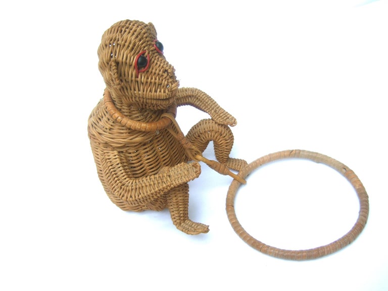 Rare Whimsical Wicker Rattan Monkey Handbag c 1950s at 1stDibs