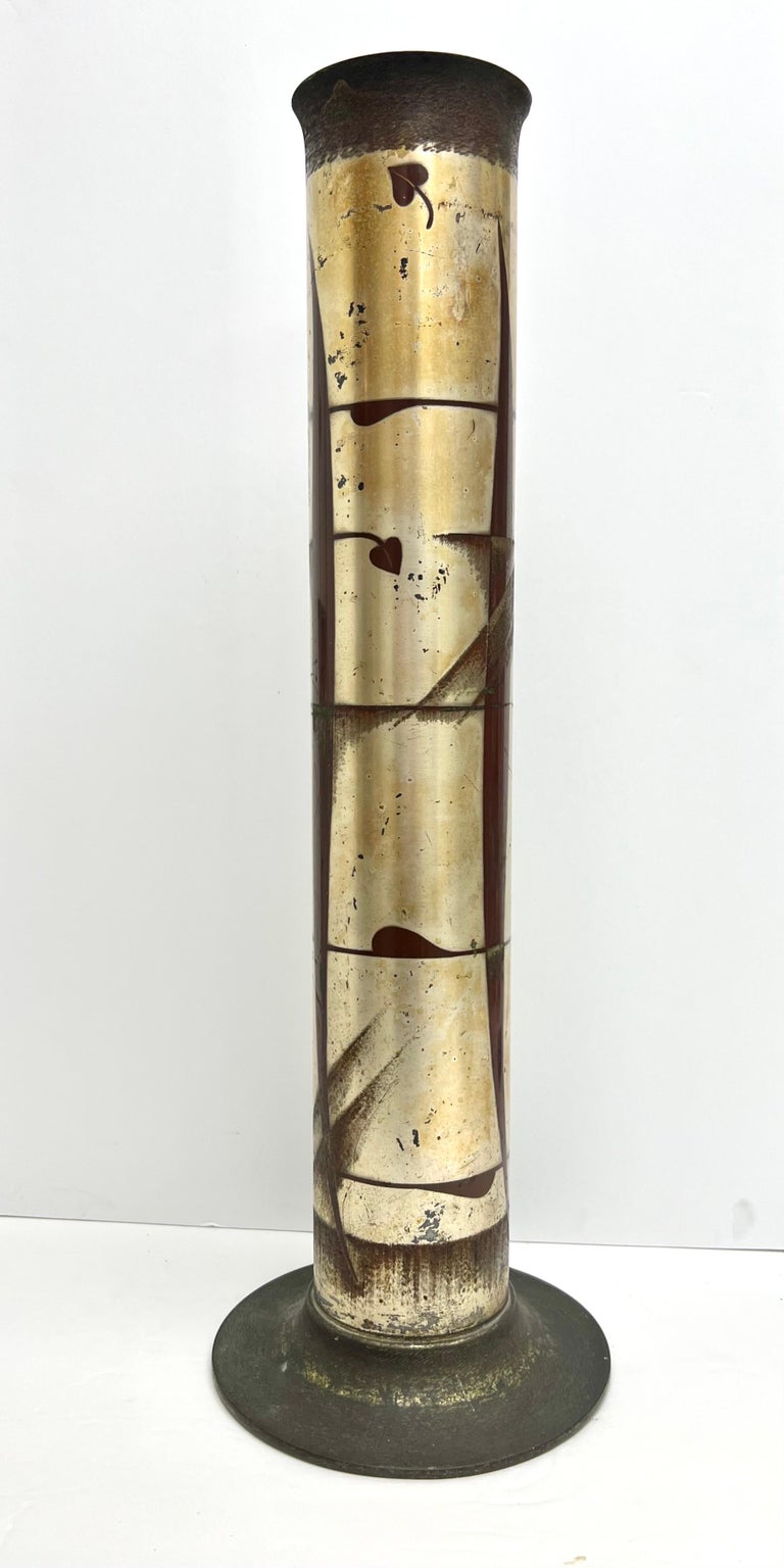 Rare WMF Ikora Tall Silver Cylinder Metal Vase Art Deco For Sale at 1stDibs