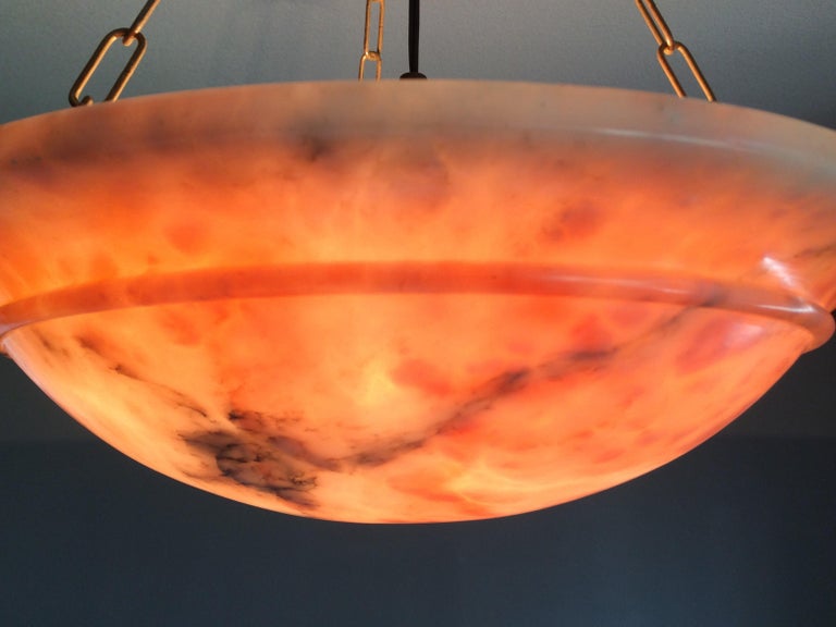 Rare and Wonderful Pink Alabaster Art Deco Pendant/Light Fixture with ...