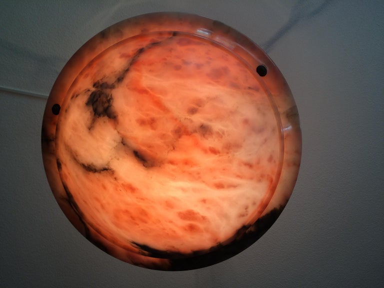 Rare and Wonderful Pink Alabaster Art Deco Pendant/Light Fixture with ...