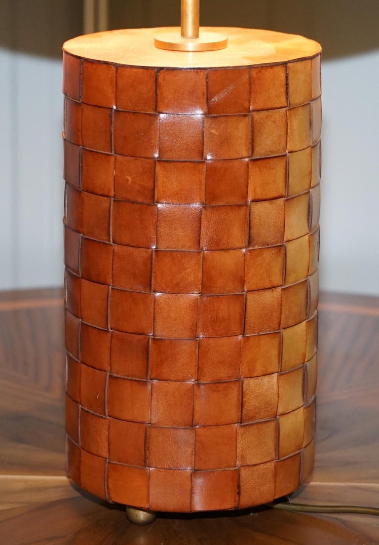 Rare Woven Brown Leather Table Lamp with Metal Crocodile Alligator ...