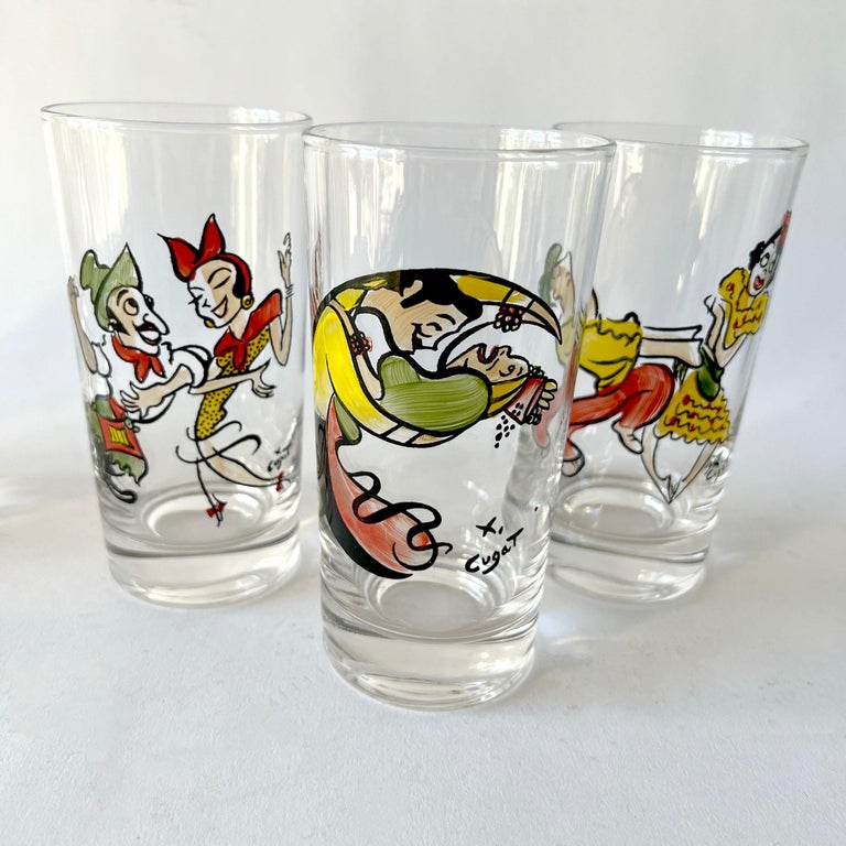 Rare Xavier Cugat Set of Six Hand Painted Mambo Tango Dancers Drinking ...