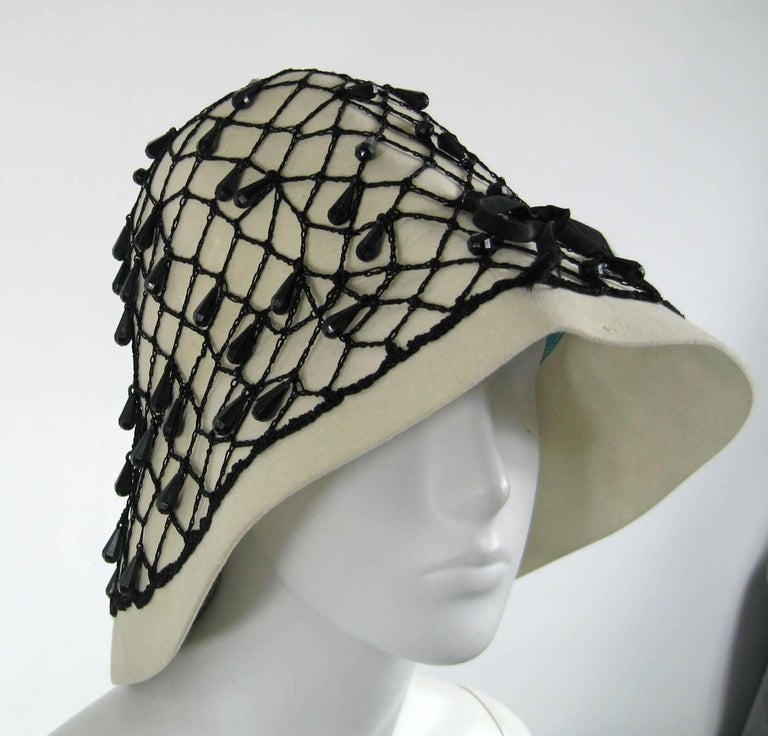 Rare YSL 1960s Yves Saint Laurent Beaded Cloche Hat at 1stDibs