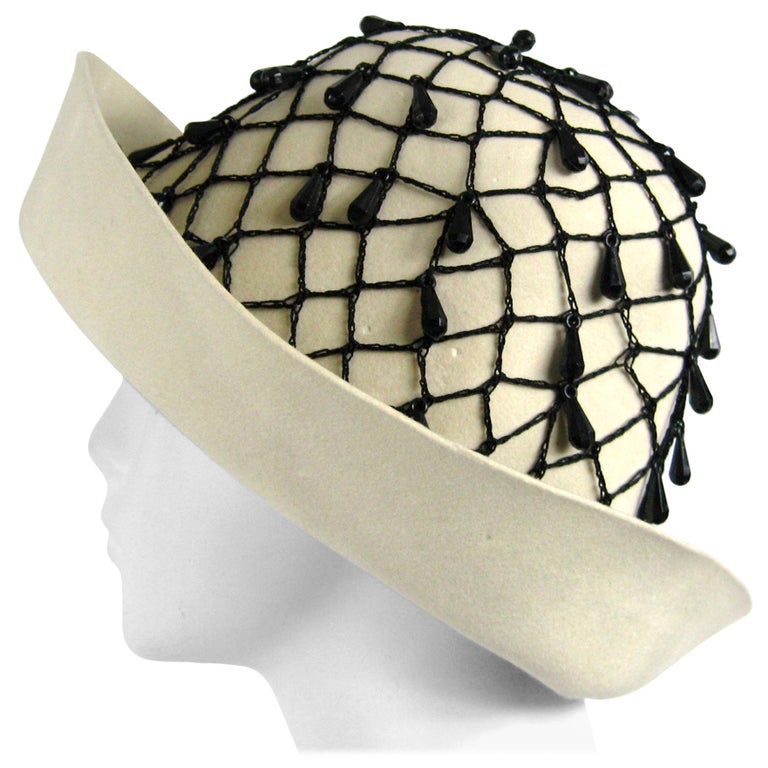 Rare YSL 1960s Yves Saint Laurent Beaded Cloche Hat at 1stDibs