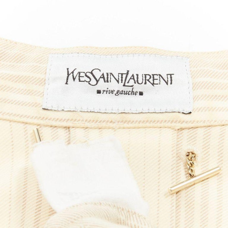 rare YVES SAINT LAURENT Vintage beige YSL badge military captain shirt ...