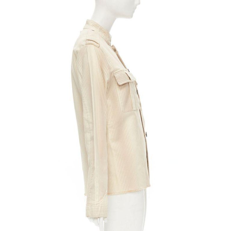 rare YVES SAINT LAURENT Vintage beige YSL badge military captain shirt ...