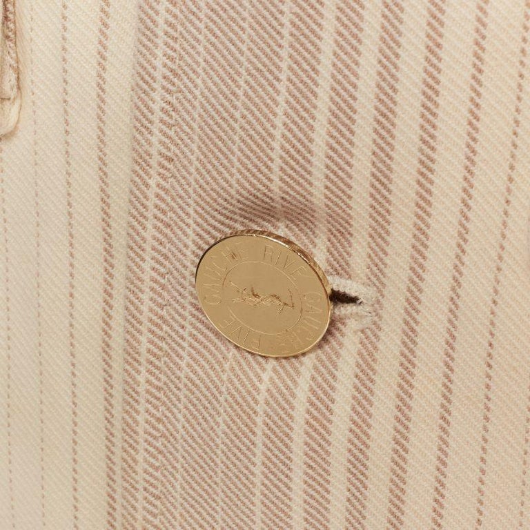 rare YVES SAINT LAURENT Vintage beige YSL badge military captain shirt ...