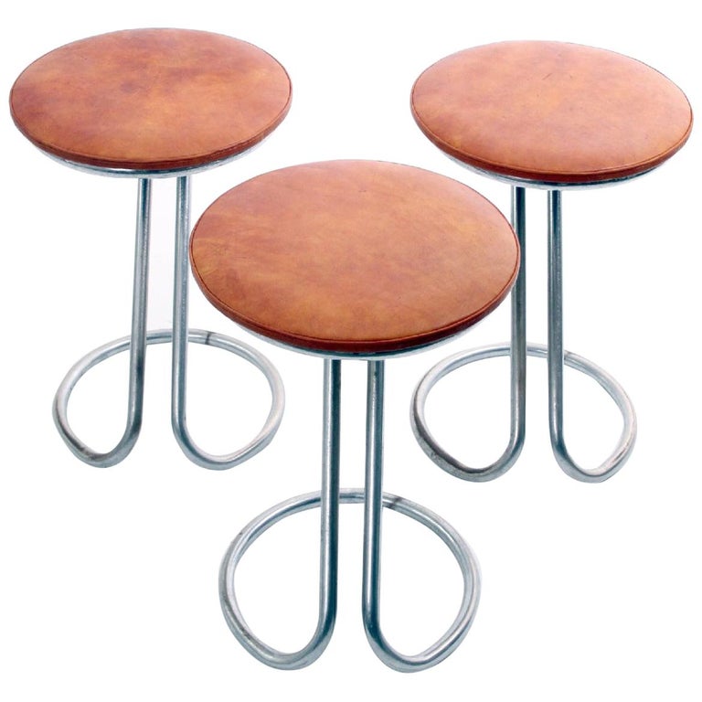 Rare Z-Stools by Gilbert Rohde with Leather Seats, 1933 For Sale at 1stDibs