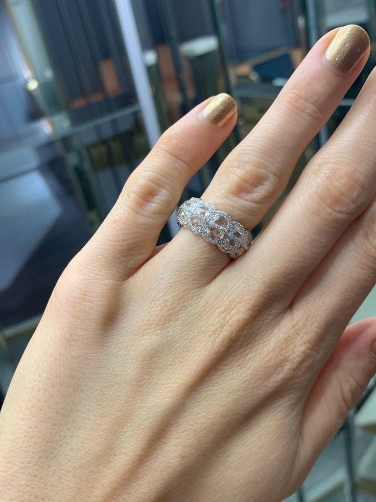 18 Karat White Gold 5.75ct Half Moon Cut Diamond Eternity Ring For Sale ...