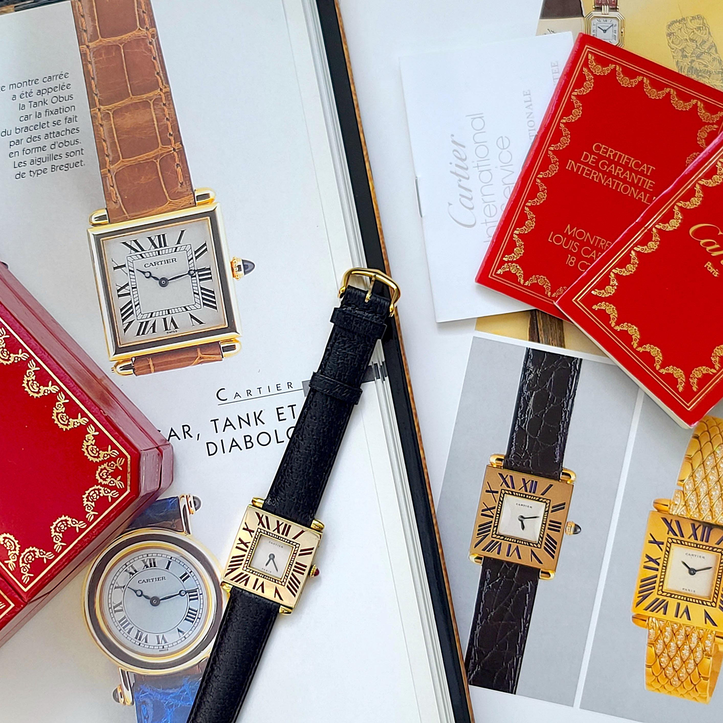 Rarity Cartier Quadrant Burgundy Full Set Large Model A102 Ruby Obus ...