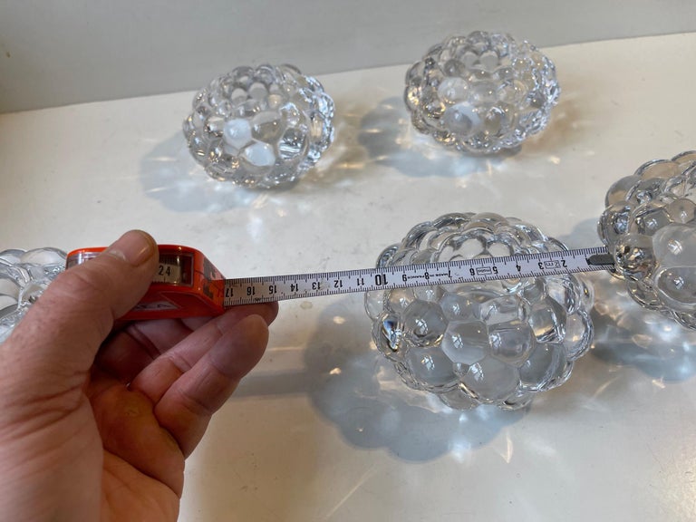 Raspberry Glass Candleholders by Anne Nilsson for Orrefors, Set of 5 ...