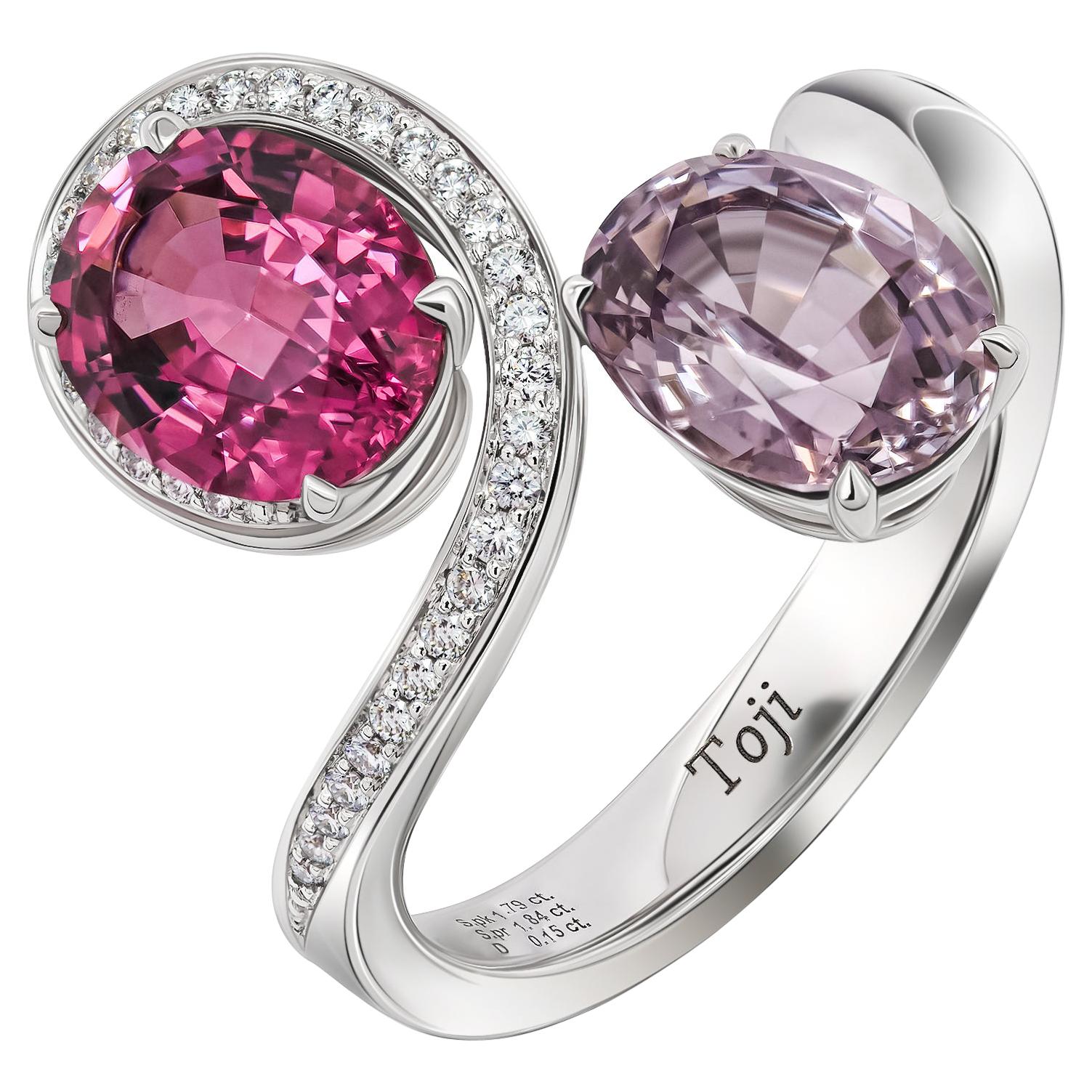 15.13 Carat Oval Red Spinel and Diamond Platinum and 18k Yellow Gold ...