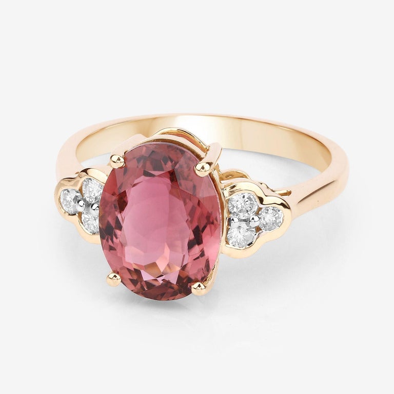 Raspberry Pink Tourmaline and Diamond Cocktail Ring Total 3.30 Carats ...
