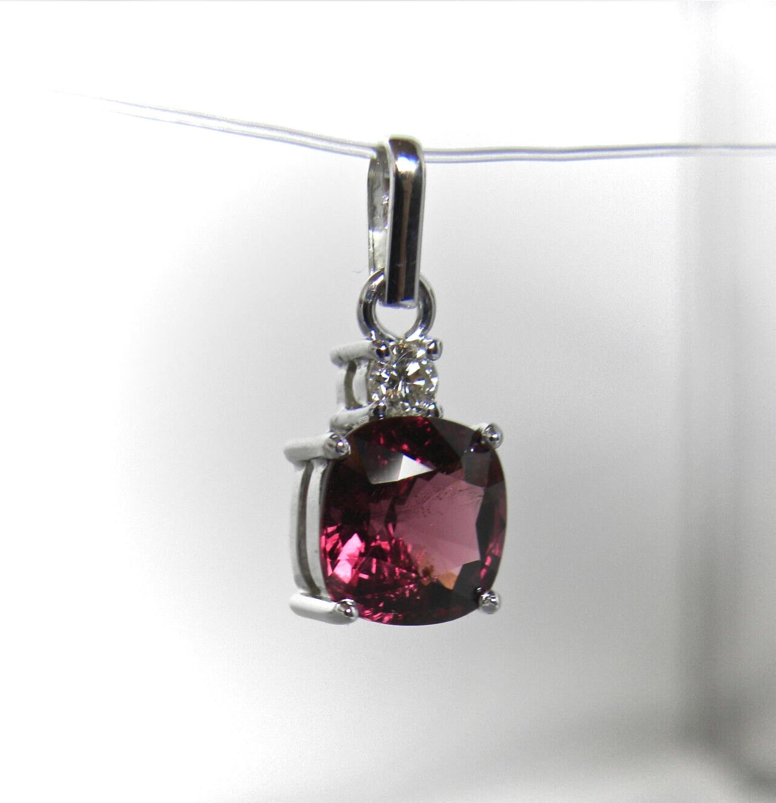 4.00 Carat Raspberry Spinel Diamond Pendant 18 Karat at 1stDibs