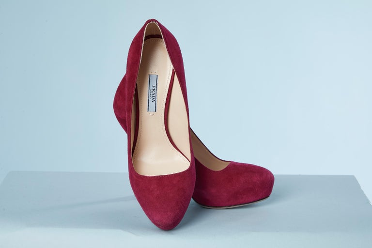 Raspberry suede pump Prada NEW For Sale at 1stDibs