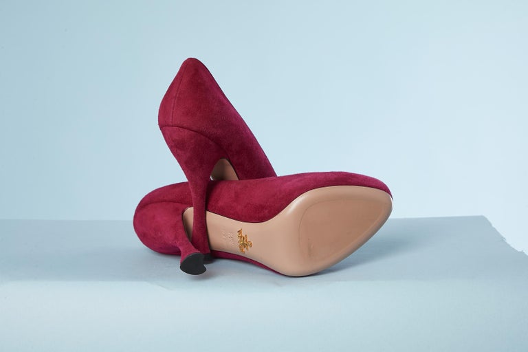 Raspberry suede pump Prada NEW For Sale at 1stDibs