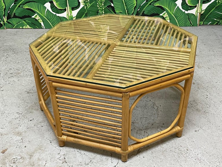 Rattan Albini Style Octagonal Coffee Table at 1stDibs