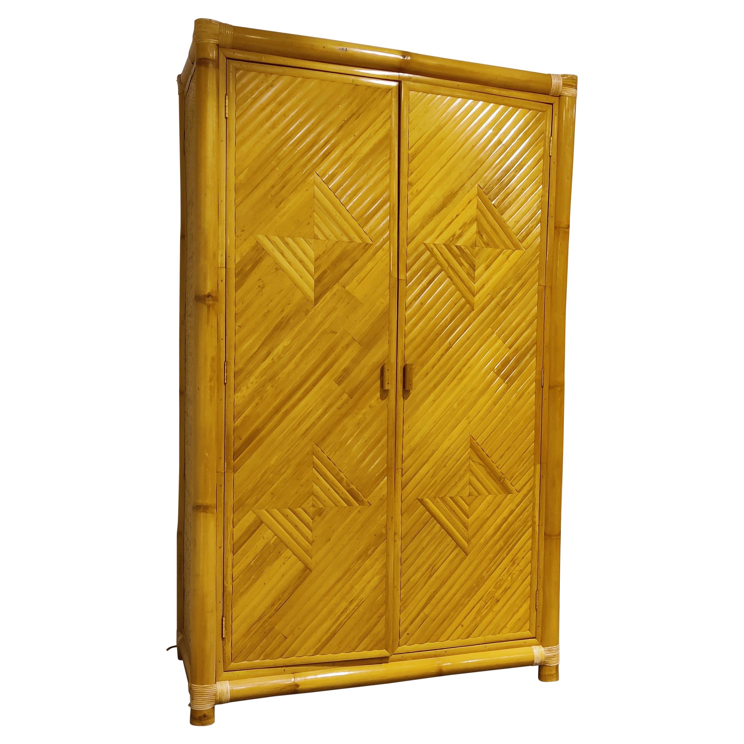 Rattan and Bamboo Wardrobe, 1960s at 1stDibs