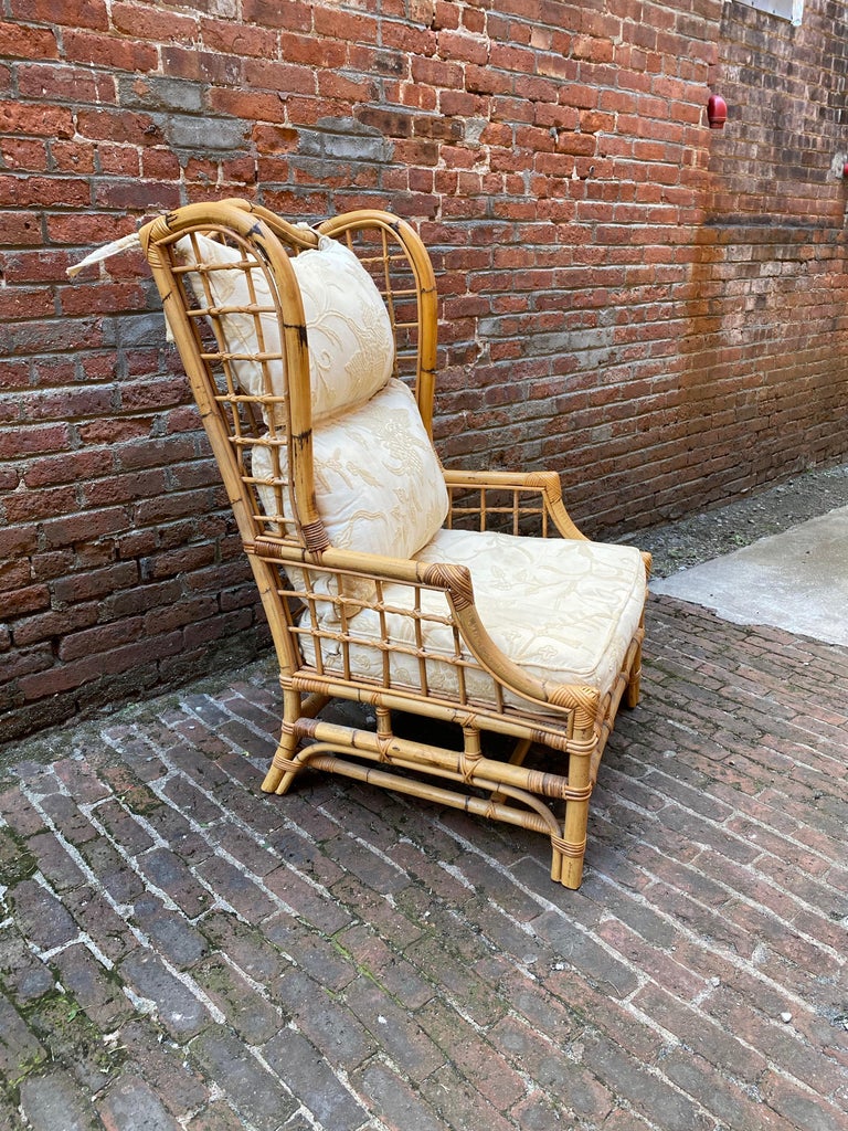 Rattan and Bamboo Wing Back Chair at 1stDibs | bamboo wingback chair ...