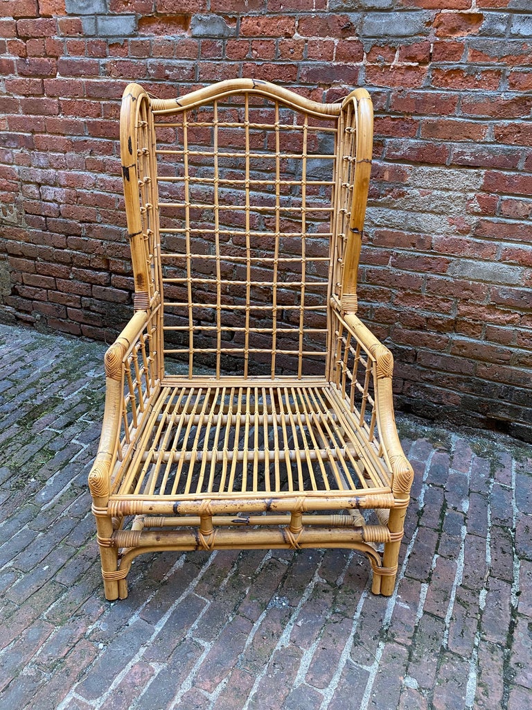 Rattan and Bamboo Wing Back Chair at 1stDibs | bamboo wingback chair ...