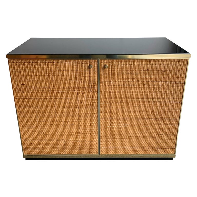 Rattan and Brass Buffet by Renato Zevi, Italy, 1970s at 1stDibs