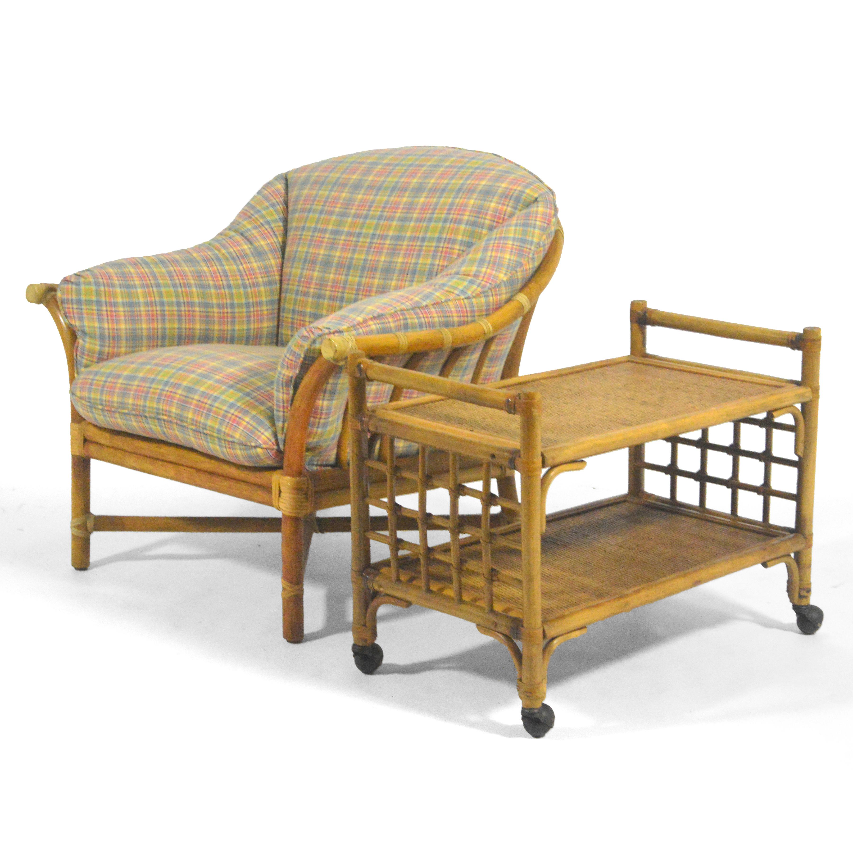 Rattan and Cane Rolling Table at 1stDibs