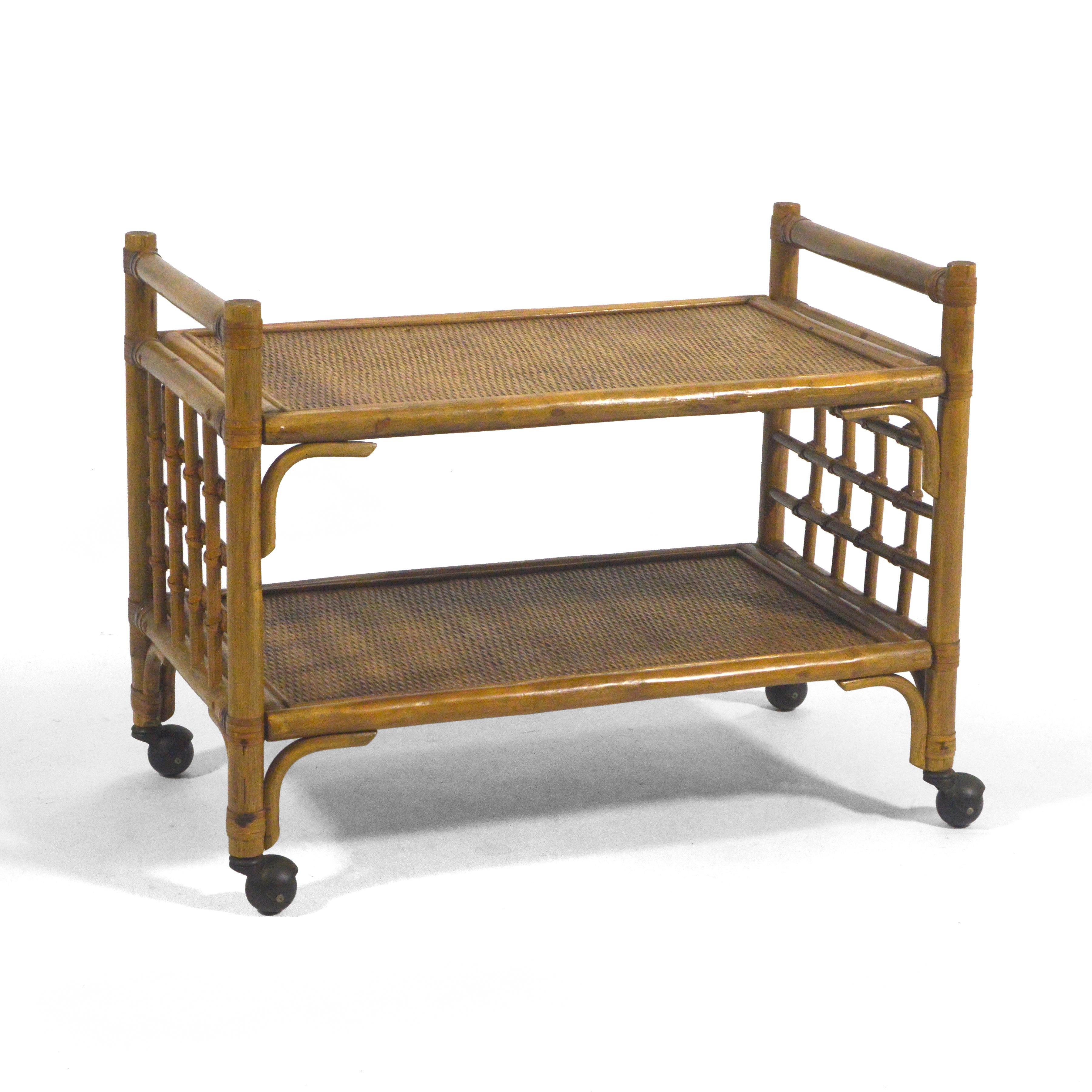 Rattan and Cane Rolling Table at 1stDibs