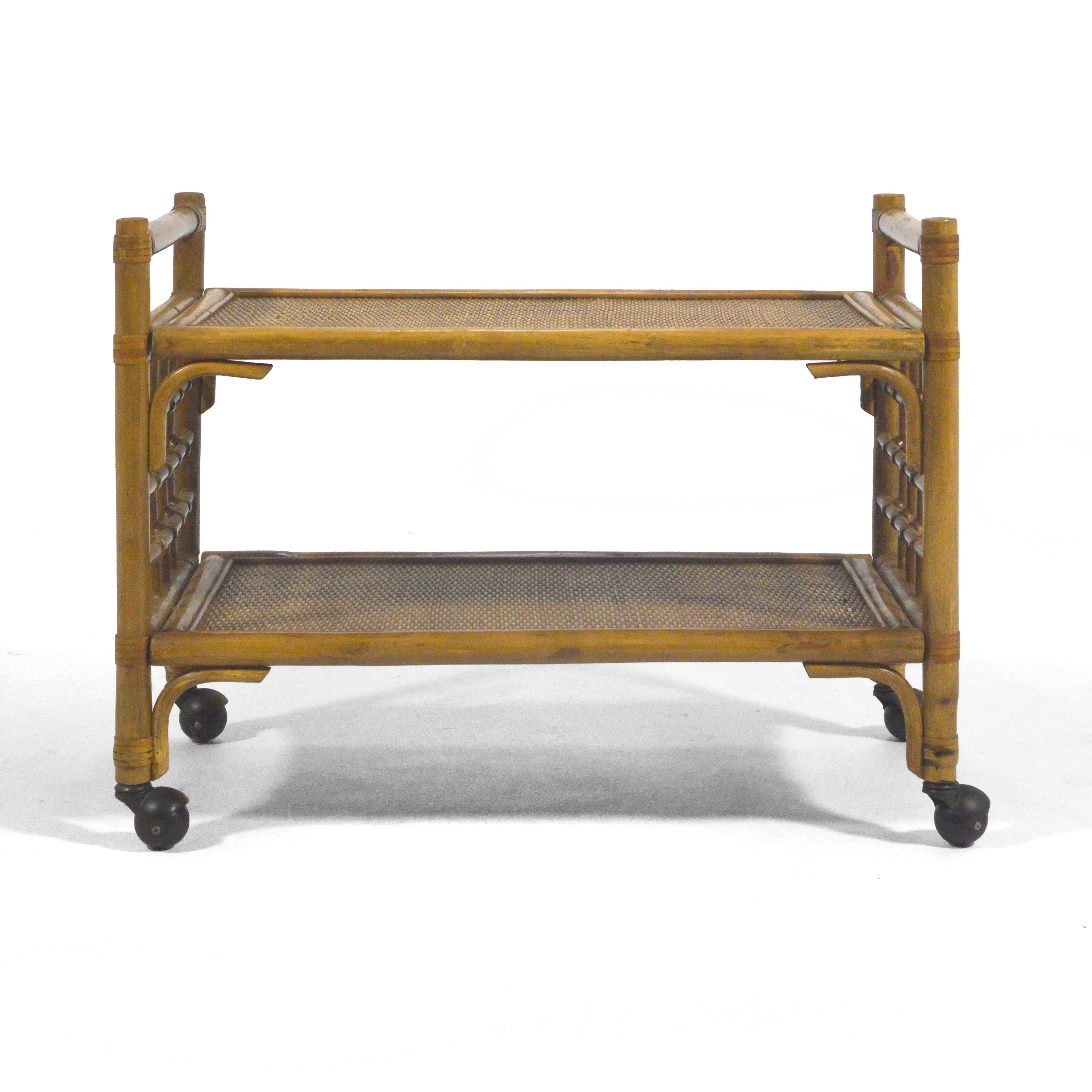 Rattan and Cane Rolling Table at 1stDibs