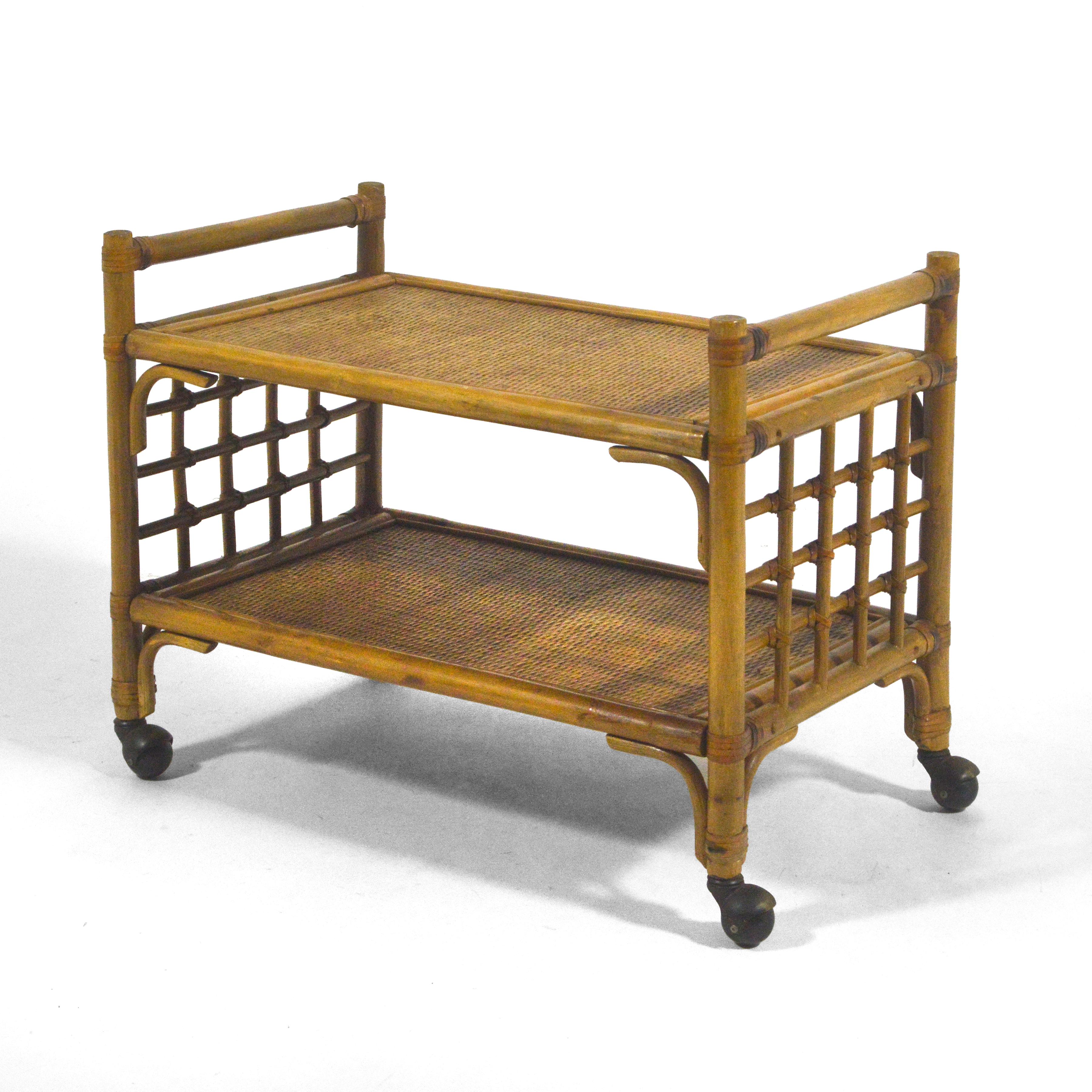 Rattan and Cane Rolling Table at 1stDibs