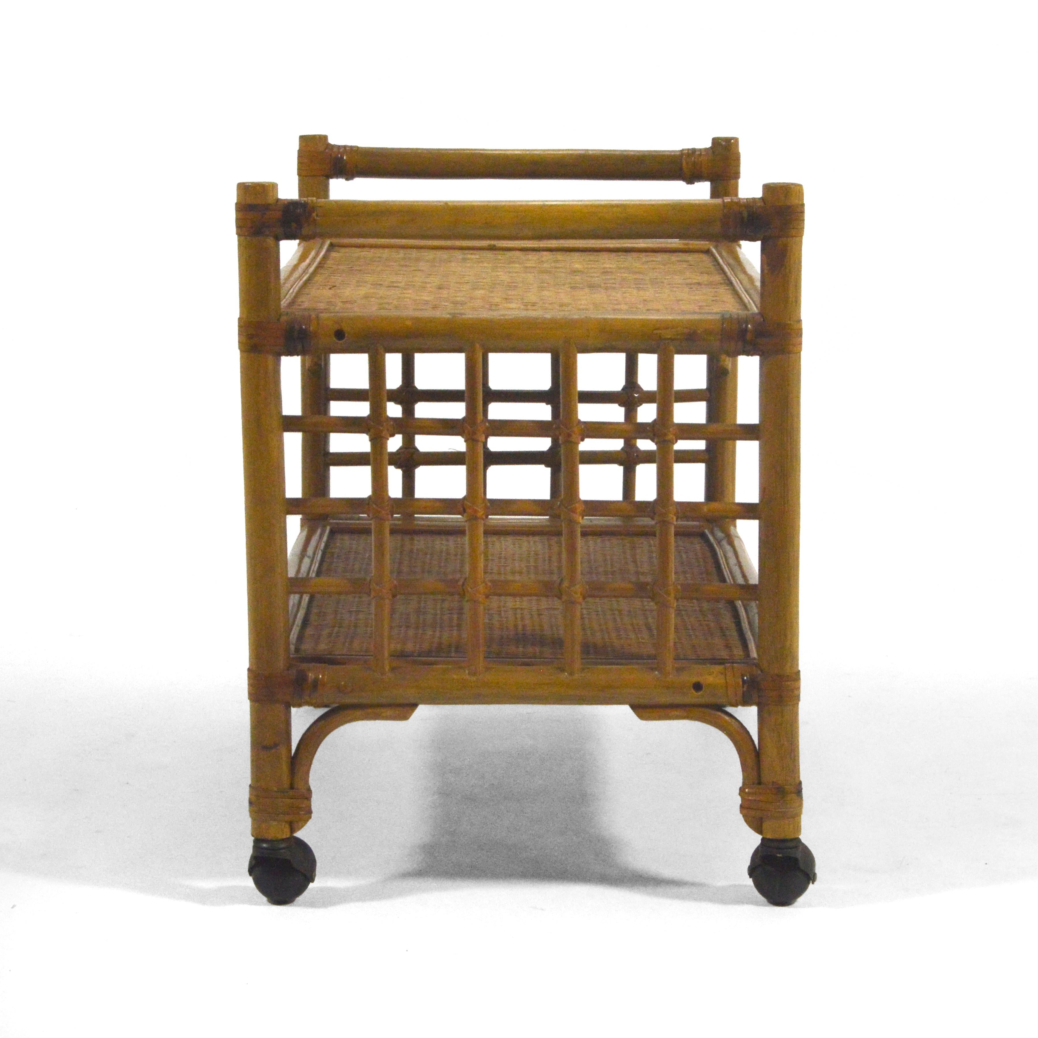 Rattan and Cane Rolling Table at 1stDibs