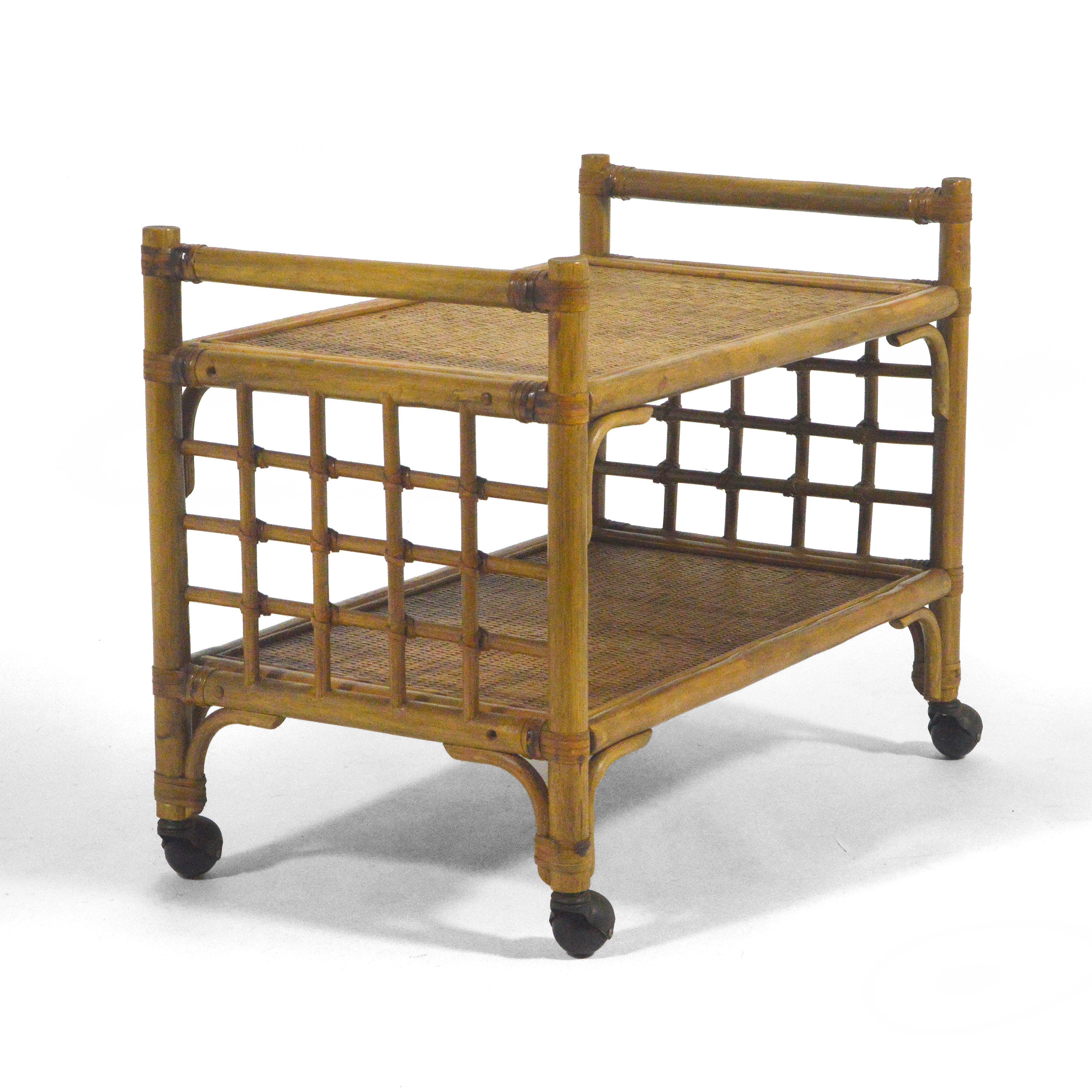 Rattan and Cane Rolling Table at 1stDibs